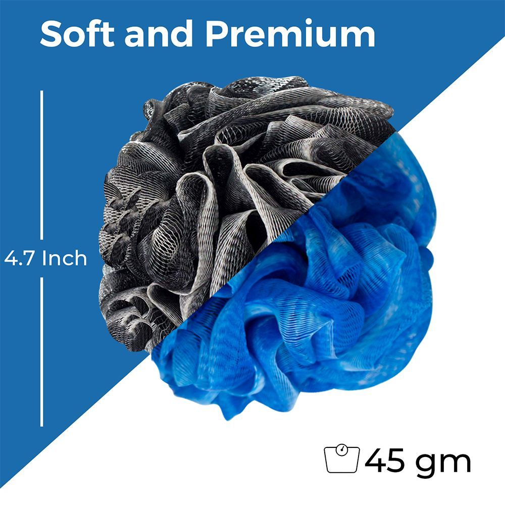 Panache Premium Bath Puff Loofah Combo - 2 (Black & Blue)