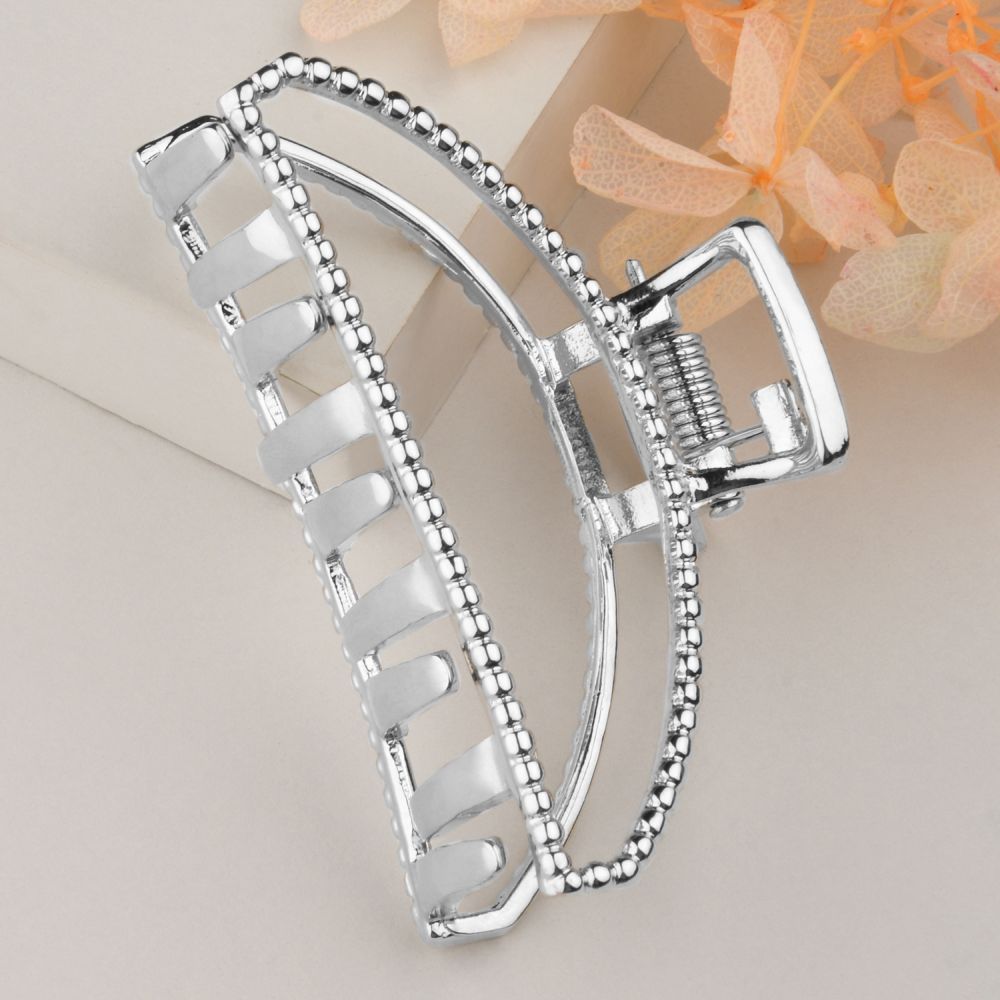 Lilly & Sparkle Silver Toned Textured Metal Claw Clip