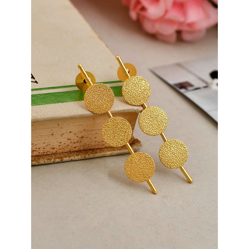 Silvermerc Gold Plated Triple Disc Earrings