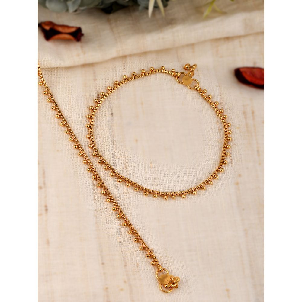 Silvermerc Gold Plated Handcrafted Floral Chain Anklet