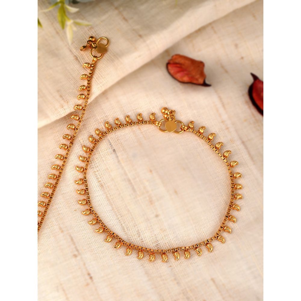 Silvermerc Gold Plated Mango Chain Anklet