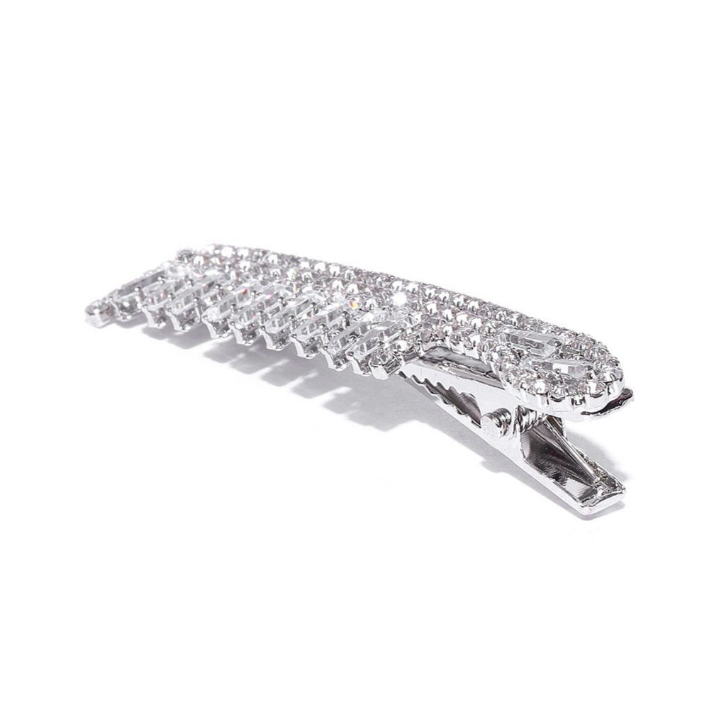 Blueberry Silver-Toned Stone Studded Comb-Shaped Alligator Hair Clip