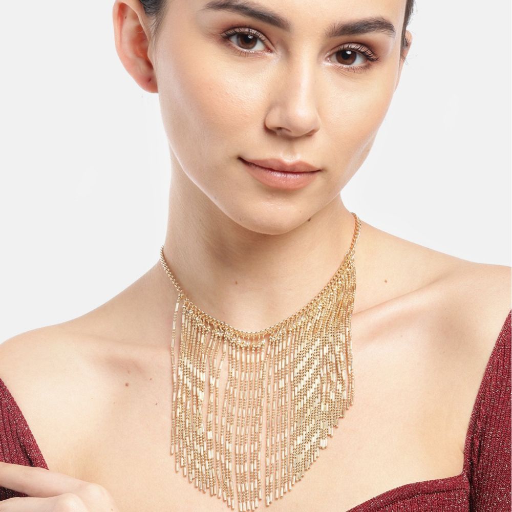 Blueberry Handcrafted Gold-Plated Tasselled Necklace