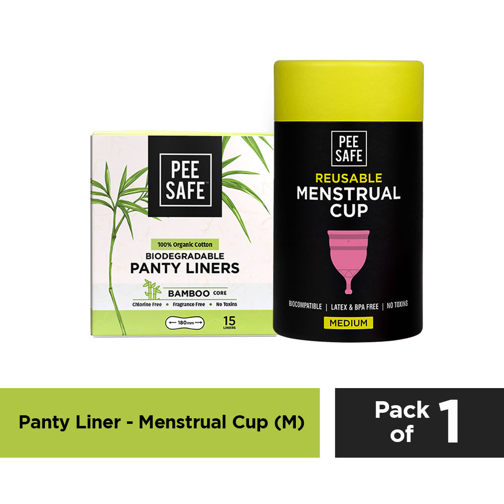 Pee Safe Menstrual Cup (Small) & Bio Panty Liners Combo For Women | 100 ...