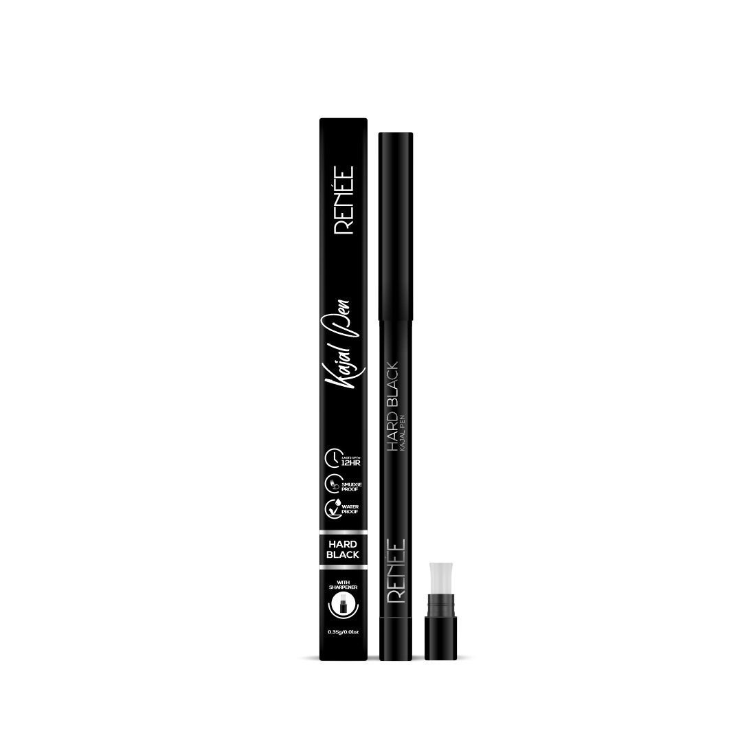 RENEE Hard Black Kajal Pen with Sharpner, 0.35gm