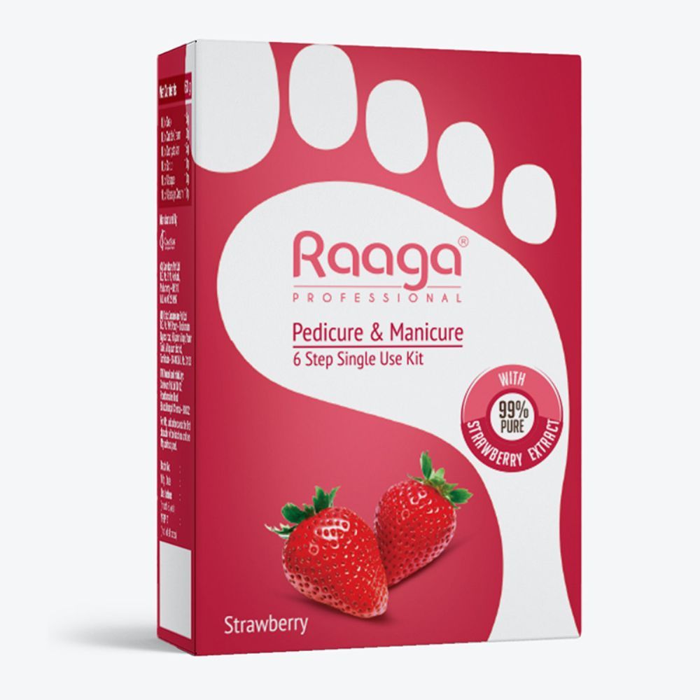 Raaga Professional Pedicure And Manicure 6 Step Single Use Kit Strawberry 6 Sachets 63 G