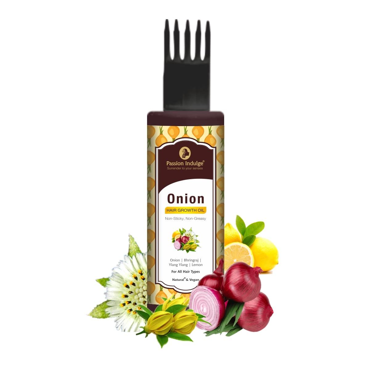 Passion Indulge Onion & Bhringraj Hair Growth Oil | Non Sticky & Non ...