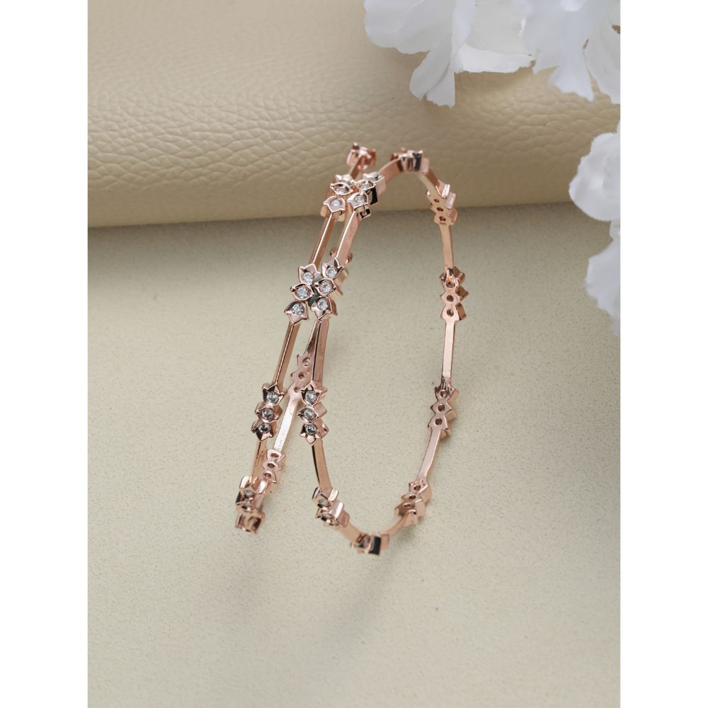 Jazz And Sizzle Set Of 2 Rose Gold-Plated & White Round American ...