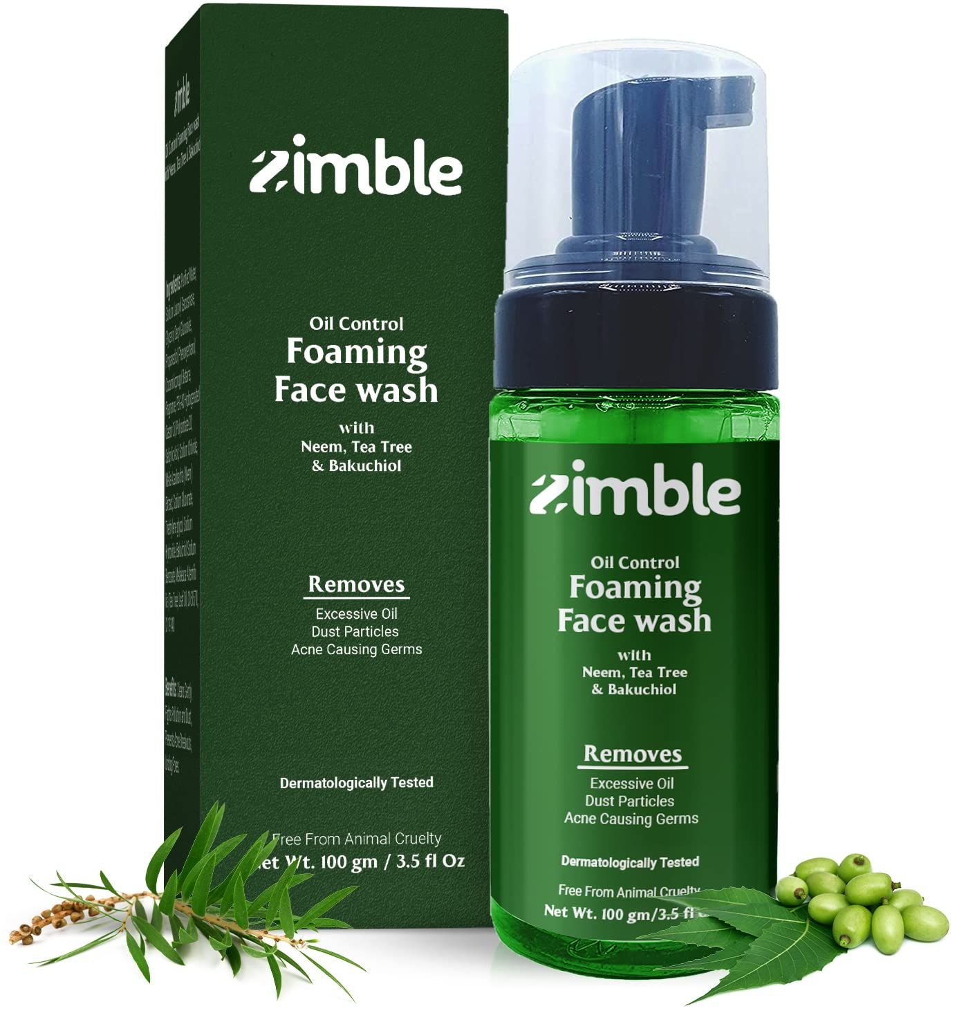 Zimble Oil Control Foaming Face Wash With Neem, Tea Tree & Bakuchiol for Acne, Pimples & Dry ...