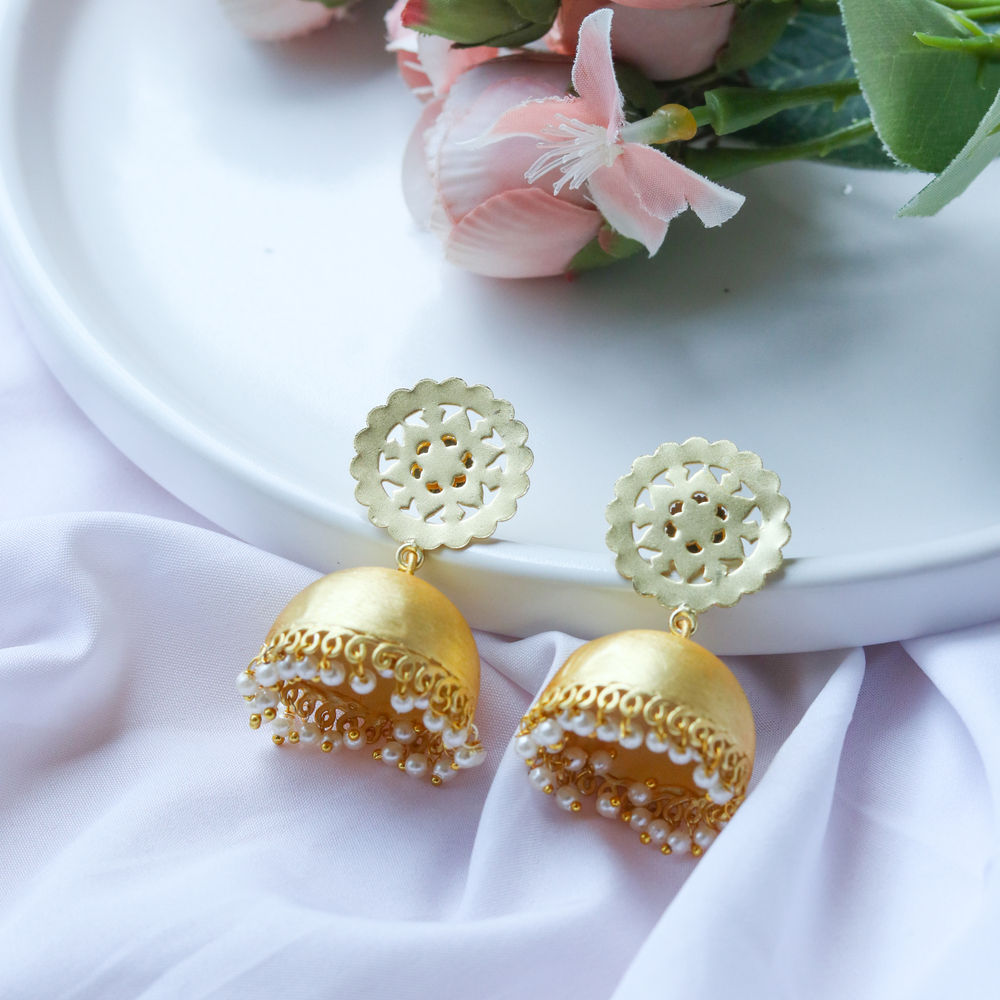 Johori Matte Gold Plated Jali Jhumki