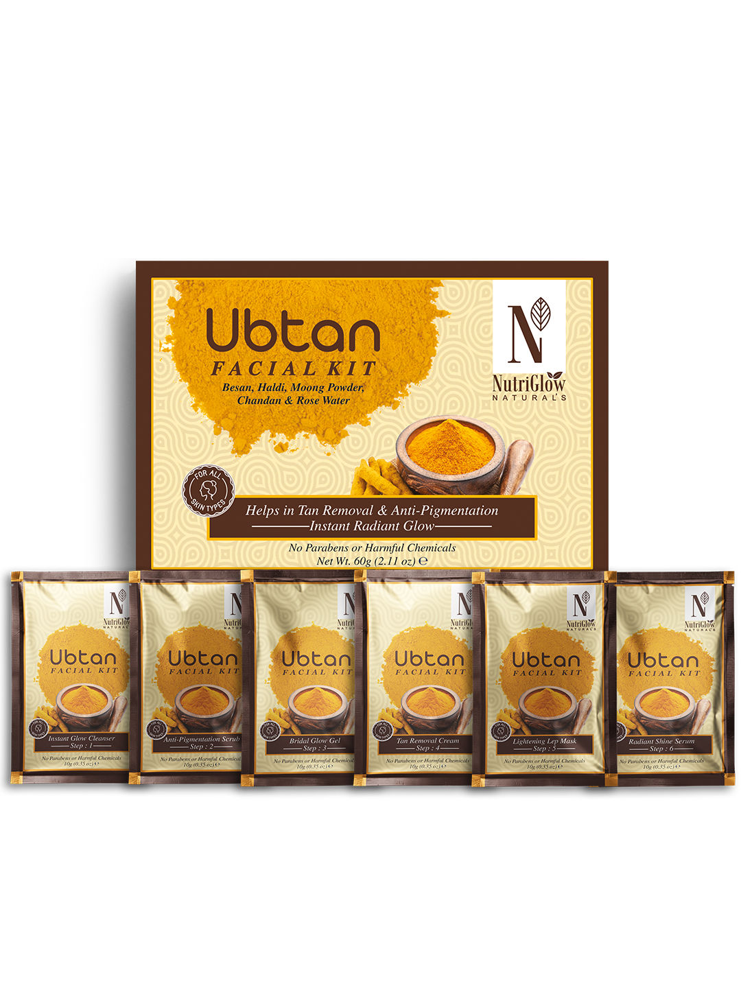 NutriGlow NATURAl'S Ubtan Facial Kit With Haldi & Chandan For Instant ...