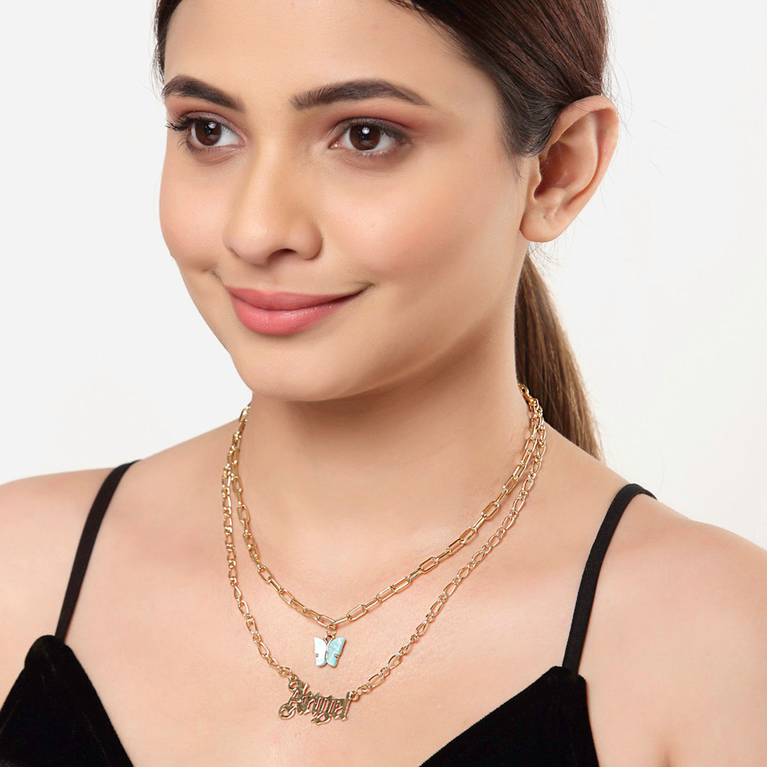 Ferosh Haiba Blue Butterfly Layered Necklace