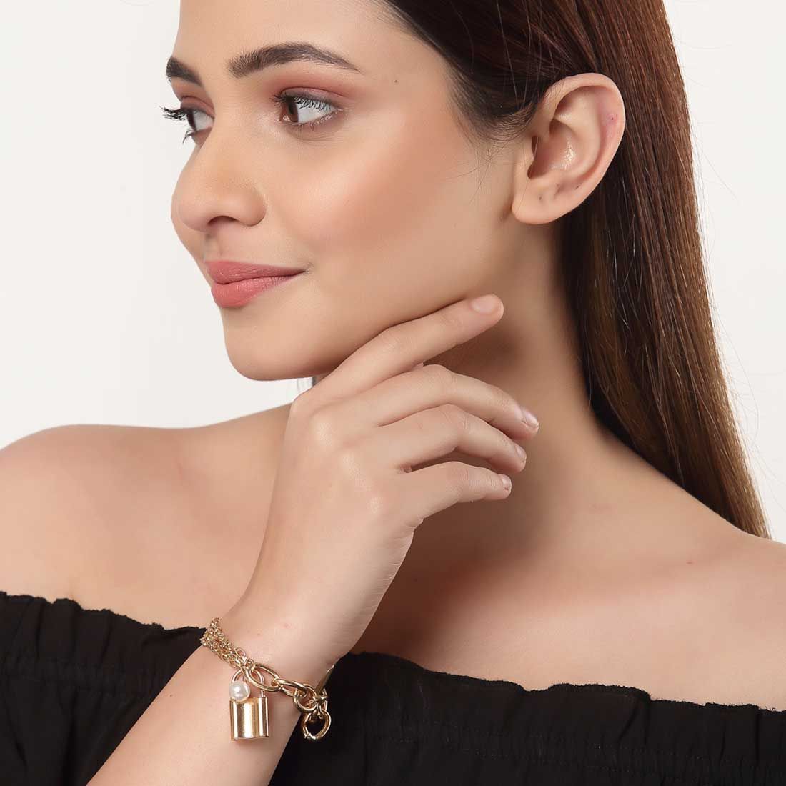 Ferosh Layered Curb Lock Bracelet