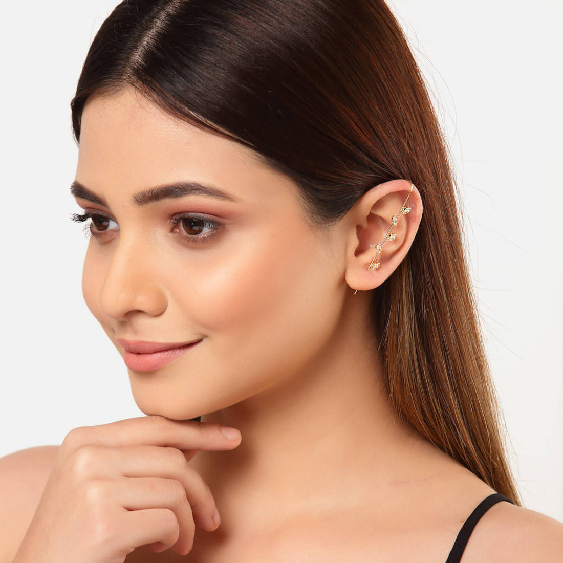 Ferosh Zuri Leaf Crystal Ear Clip