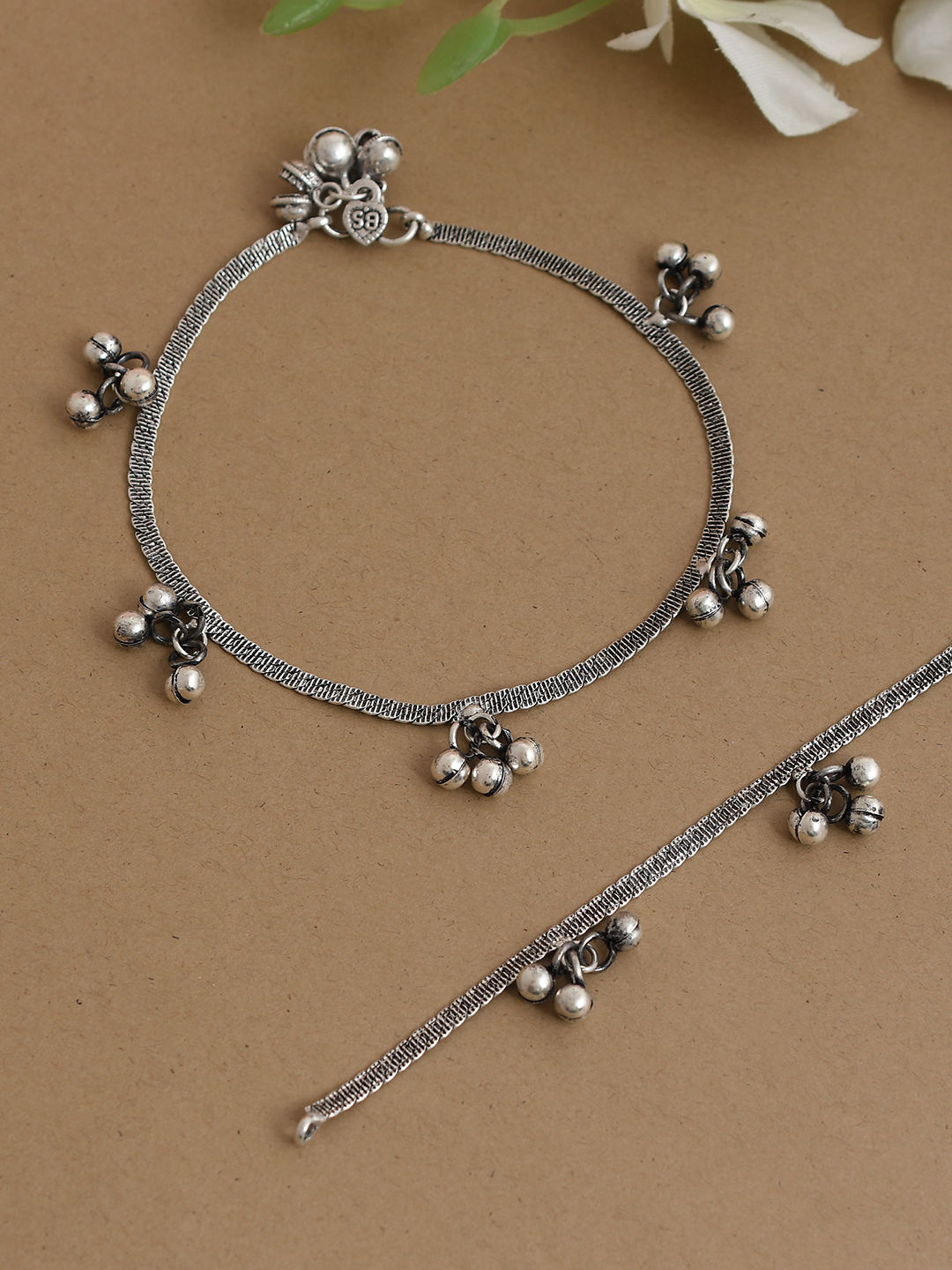 Silvermerc Oxidised Silver Ghungroo Anklets