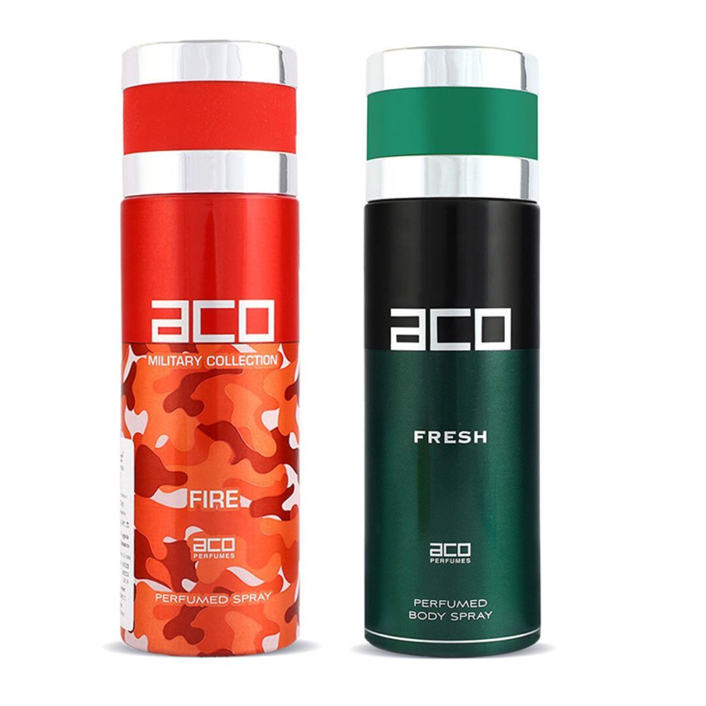 ACO PERFUMES Set of 2 Imported Deodorant Fire & Fresh Body Spray For ...