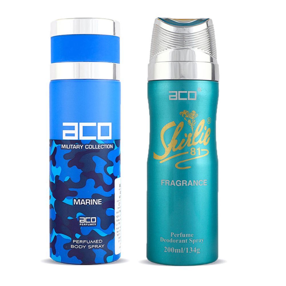 ACO PERFUMES Set of 2 Imported Deodorant Marine & Shirlie Body Spray ...
