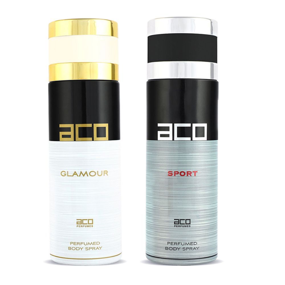 ACO PERFUMES Set of 2 Imported Deodorant Sport & Glamour Body Spray For ...
