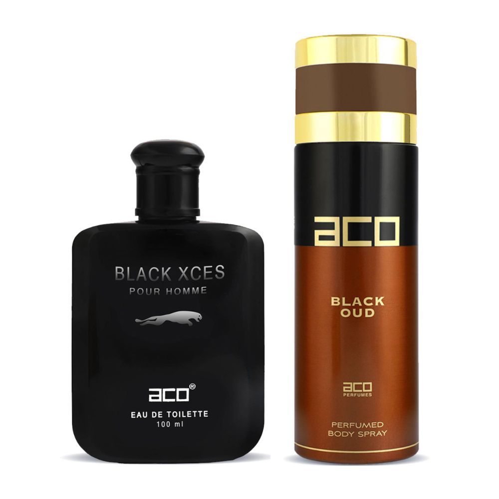 ACO PERFUMES Set of 2 Fragrance Black Oud 200 ml & Black Exces 100 ml ...