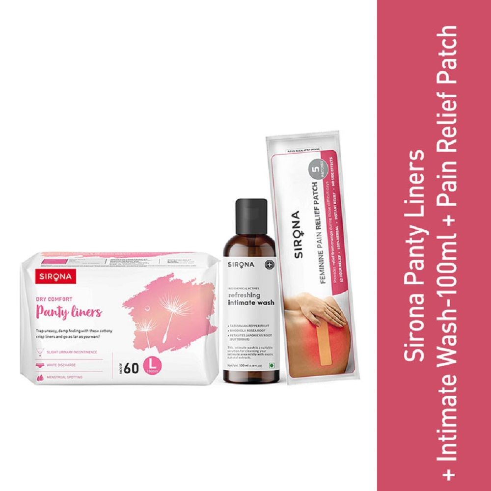 Sirona Ultra-Thin PremiumPanty Liners with Period Pain Patches and ...