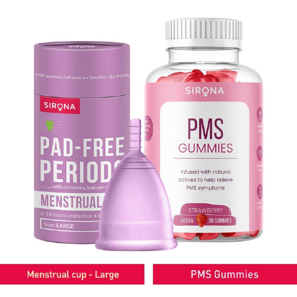 Sirona FDA Approved Reusable Menstrual Cup (Large) with PMS Strawberry ...