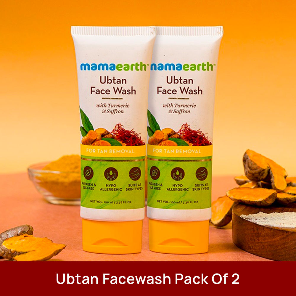 Mamaearth Ubtan Natural Face Wash For All skin type With Turmeric & Saffron For Tan Removal And ...