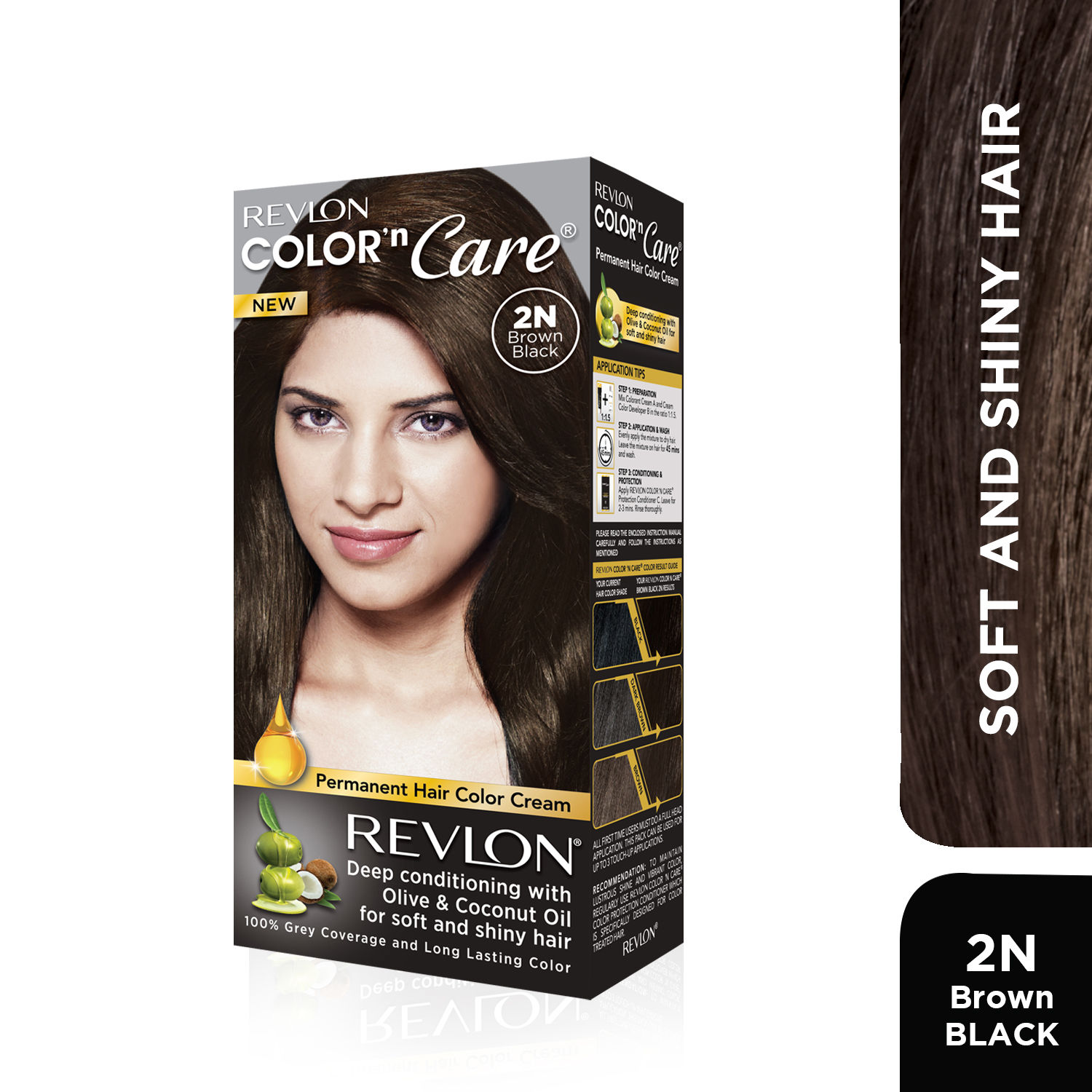 Buy Revlon Color N Care Permanent Hair Color Cream - Brown Black 2N (40 ...