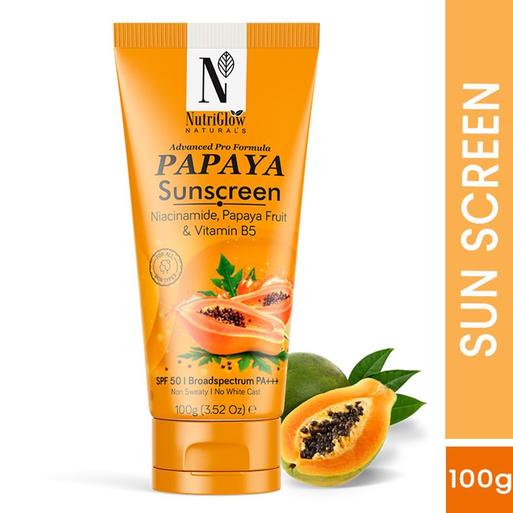 NutriGlow NATURAL'S Advanced Pro Formula Papaya Sunscreen SPF 50, No White Cast, Lightweight For ...