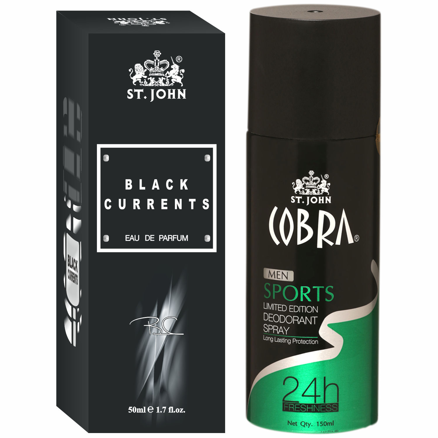 ST-JOHN Cobra Deodrant Sports 150 ml & Cobra Black Current 50ml Perfume ...