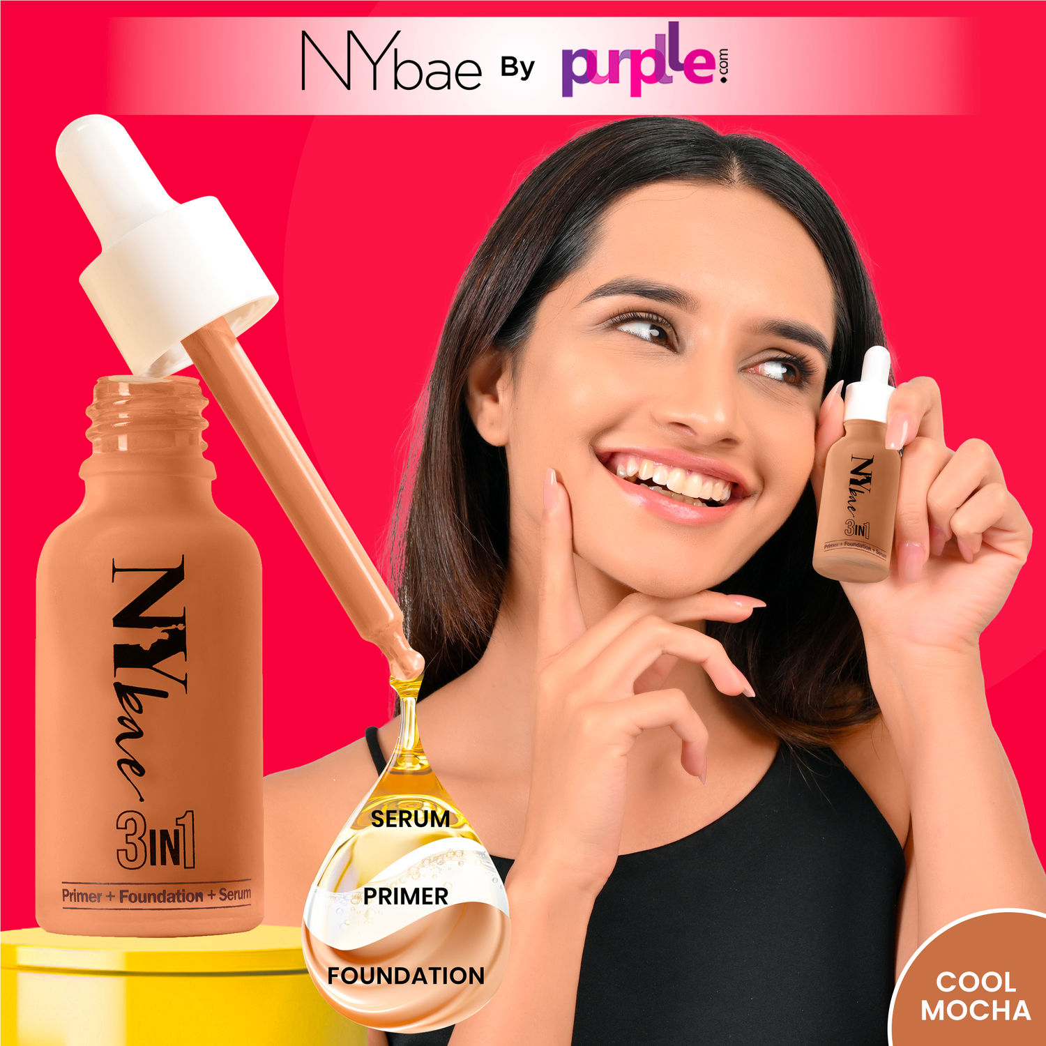 NY Bae 3 in 1 Primer + Foundation + Serum - Cool Mocha 08 (30 ml)