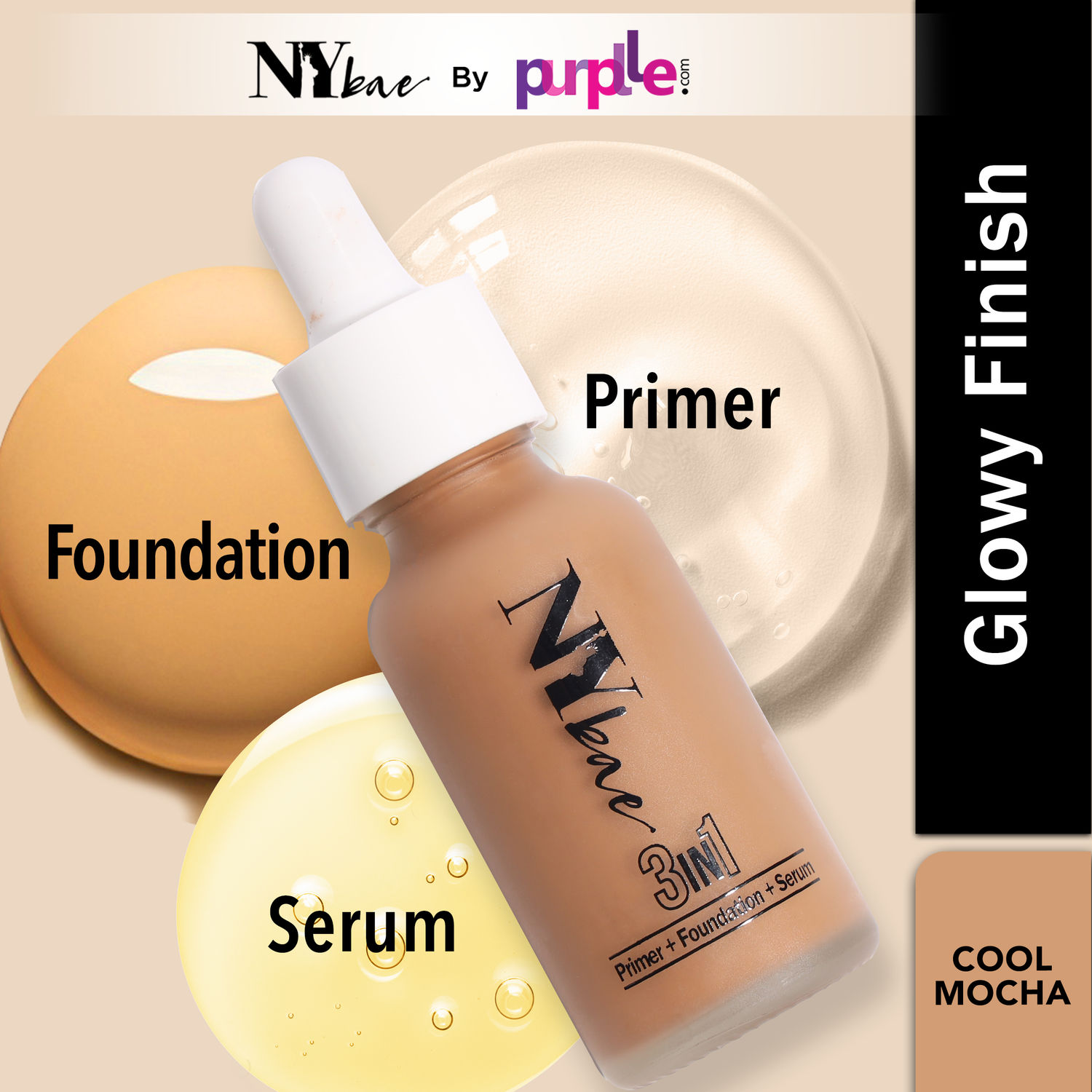 NY Bae 3 in 1 Primer + Foundation + Serum - Cool Mocha 08 (30 ml)