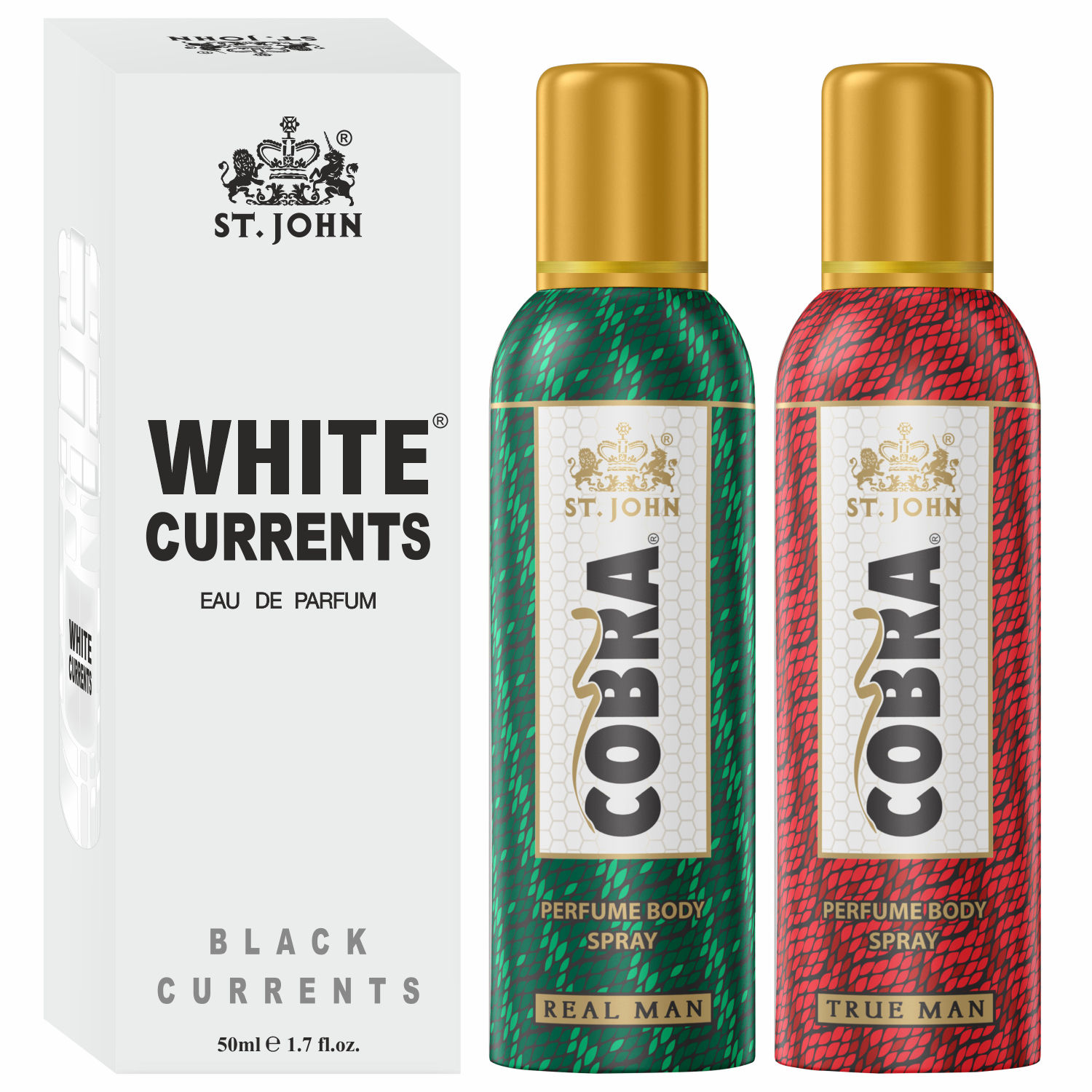 ST-JOHN Cobra No Gas Deodorant True Man, Real Man 100ml each & White ...