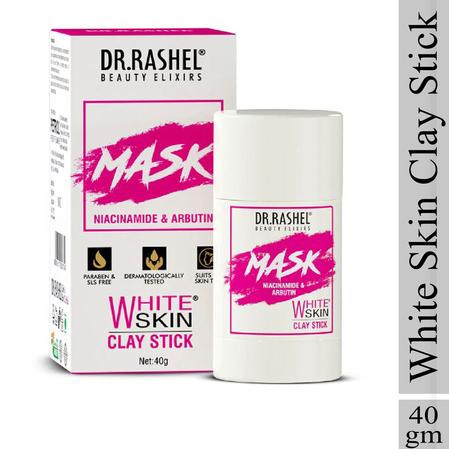 Dr.Rashel White Skin Clay Stick Mask With Niacinamide & Arbutin (40gm)