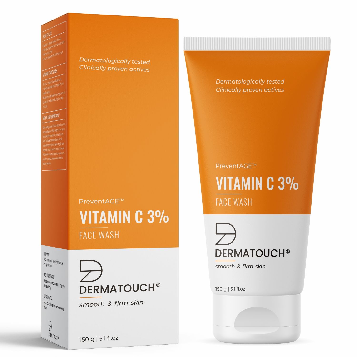 DERMATOUCH Vitamin C 3% Face Wash for Glowing Skin | Bright & Firm Skin ...