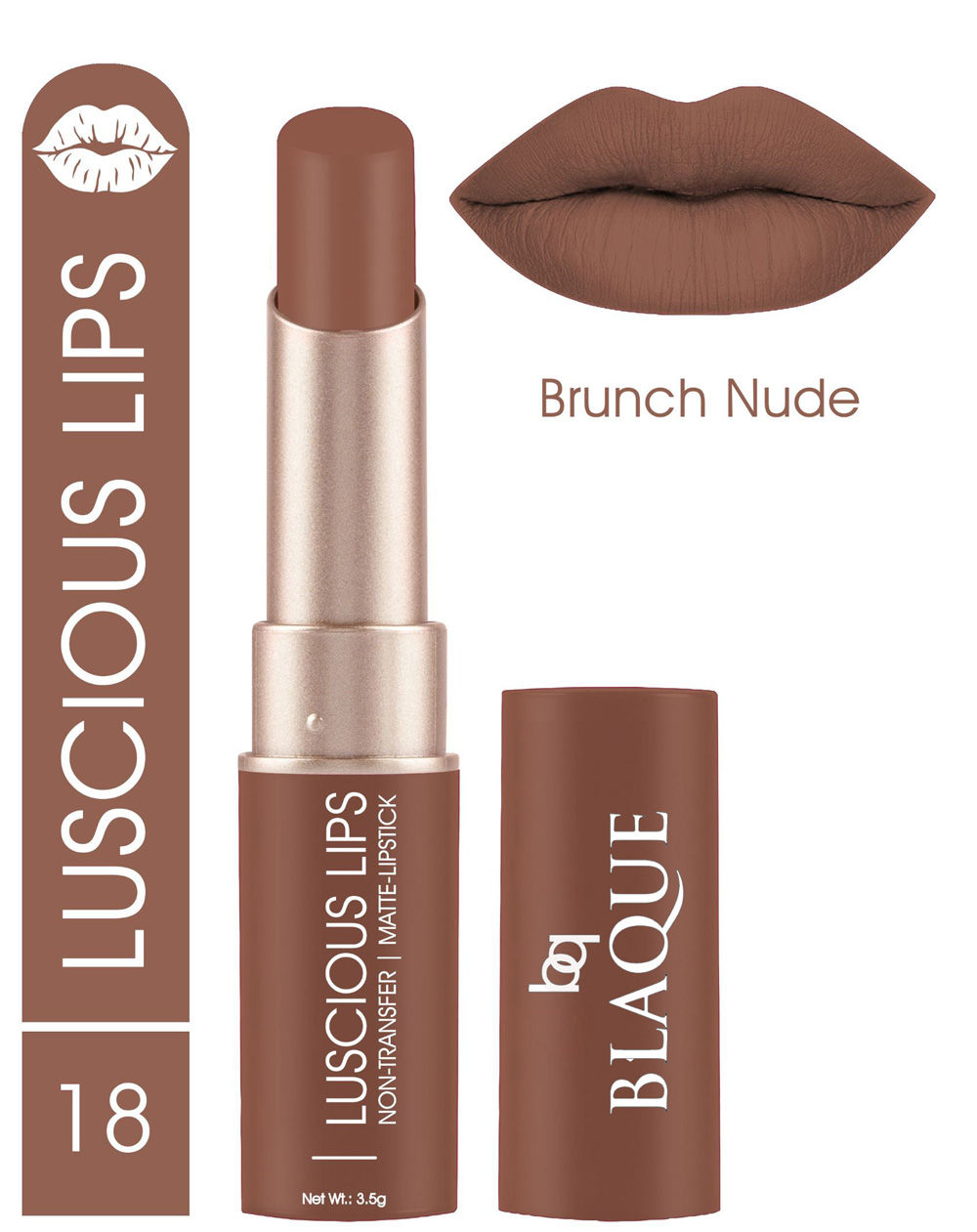 bq BLAQUE Luscious Lips Non Transfer Matte Lipstick 3.5g, # 18 Brunch Nude