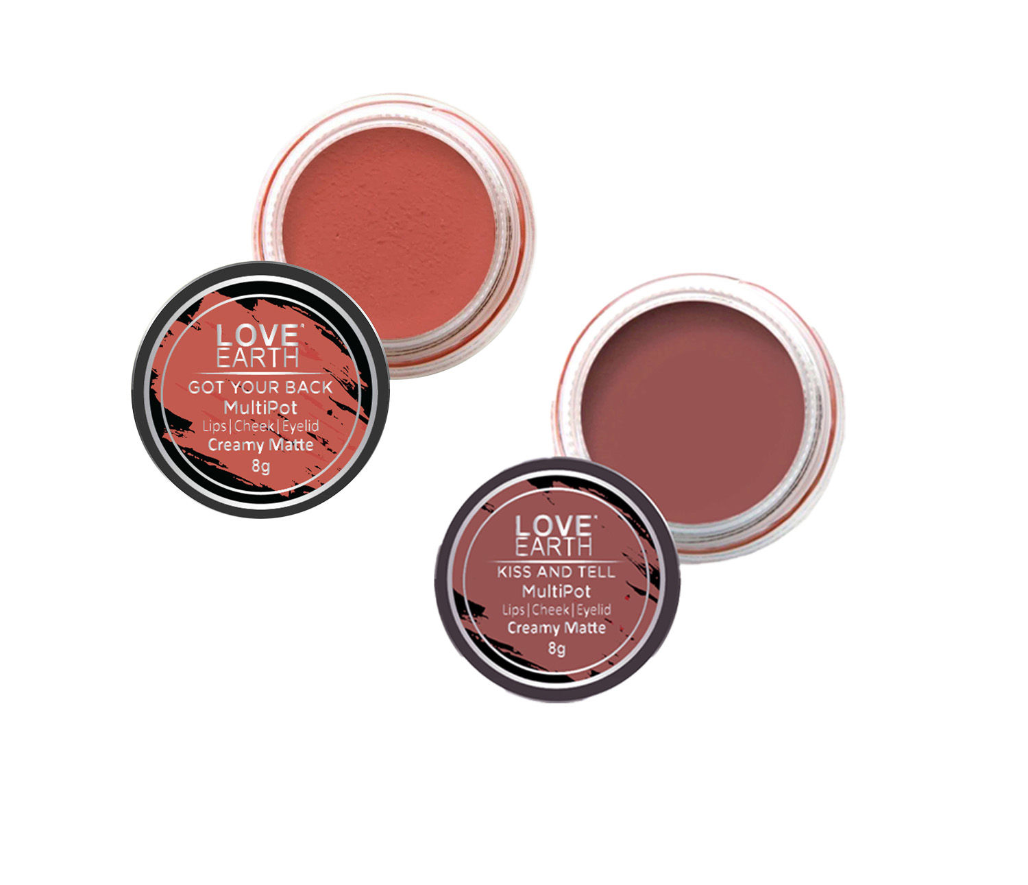 Love Earth Lip Tint & Cheek Tint Multipot Combo (Coral & Mauvish Pink ...