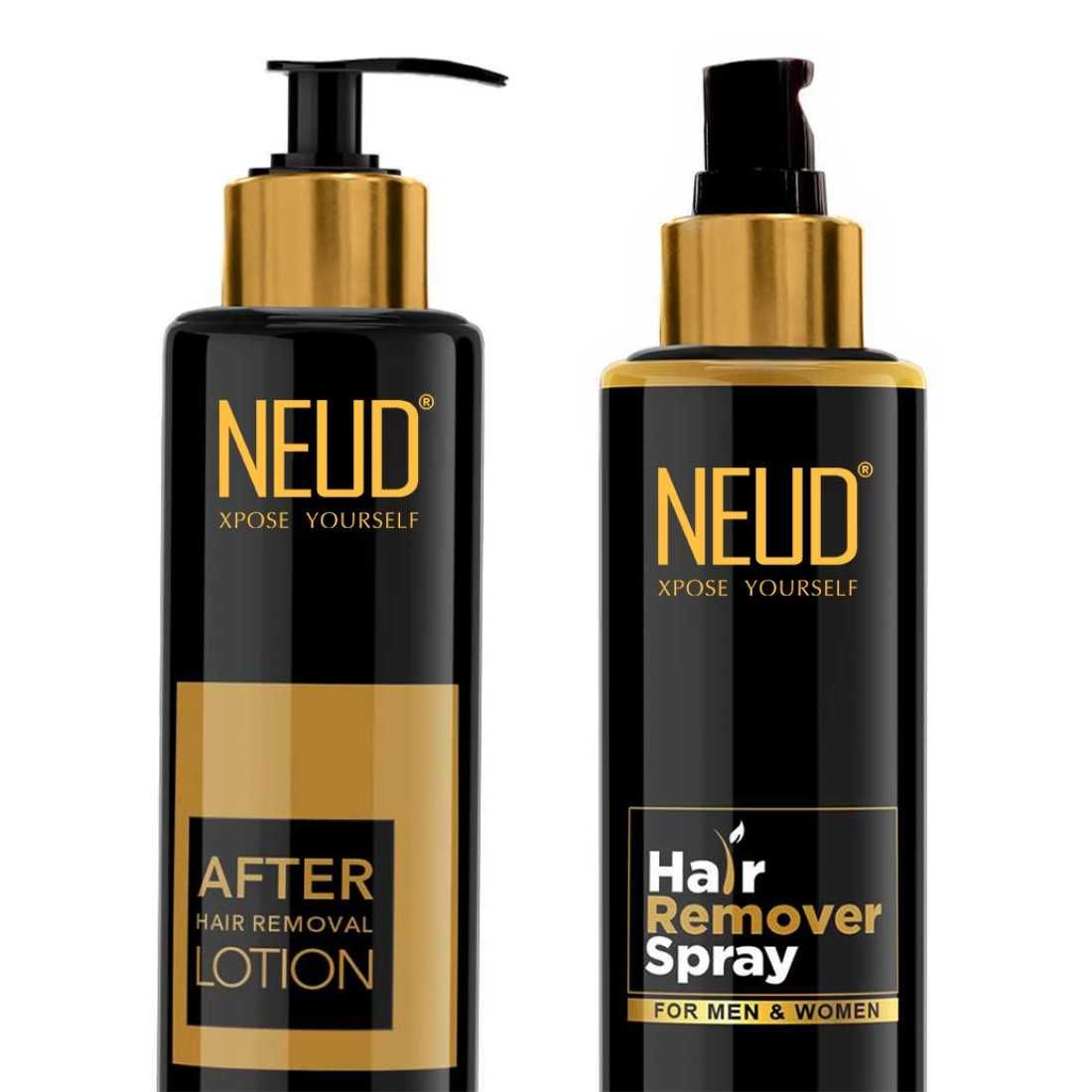 NEUD Combo Hair Remover Spray (100 ml) and After-Hair-Removal Lotion ...
