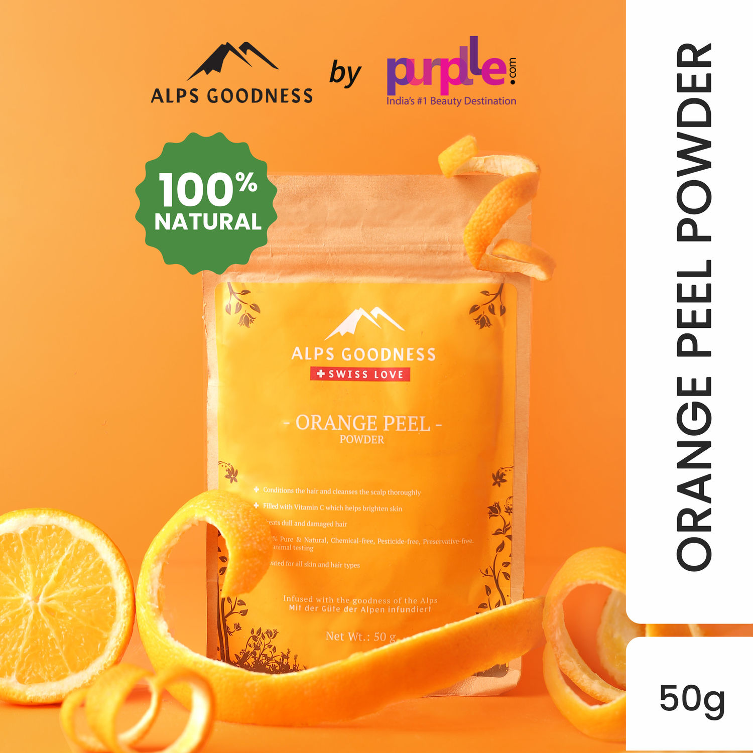 Buy Alps Goodness Powder - Orange Peel (50 gm) Online | Purplle