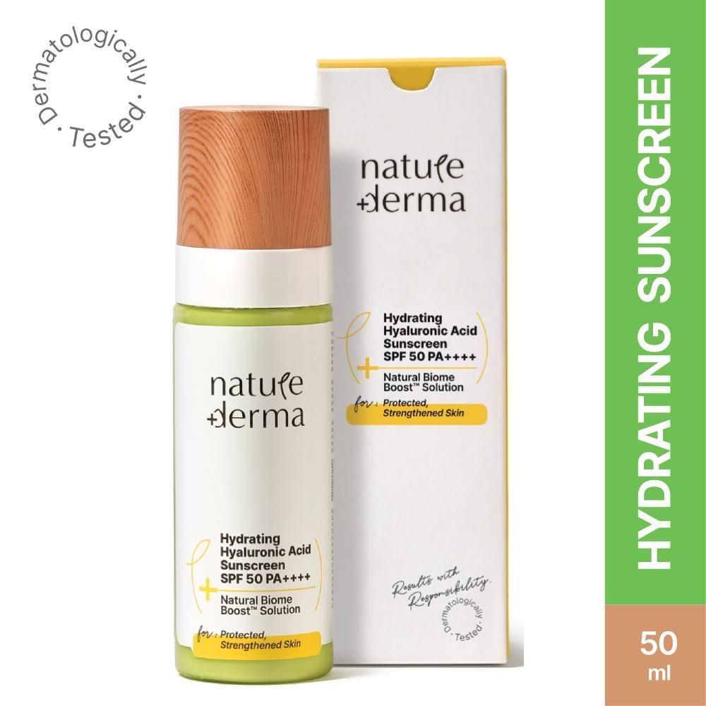 Nature Derma Hydrating Hyaluronic Acid Sunscreen SPF 50 PA++++ with ...