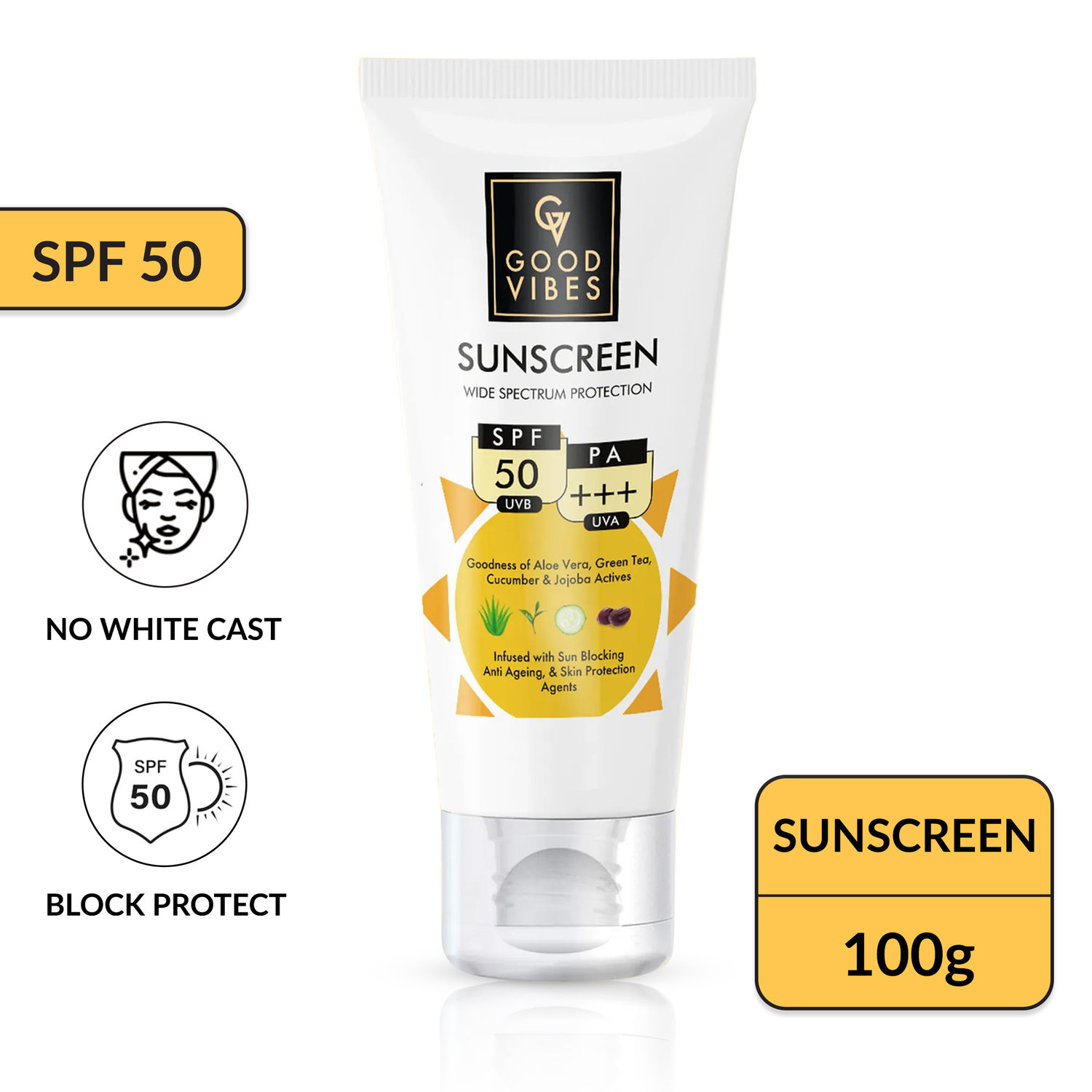Buy Good Vibes Wide Spectrum Sunscreen with SPF 50 (100 gm) Online ...