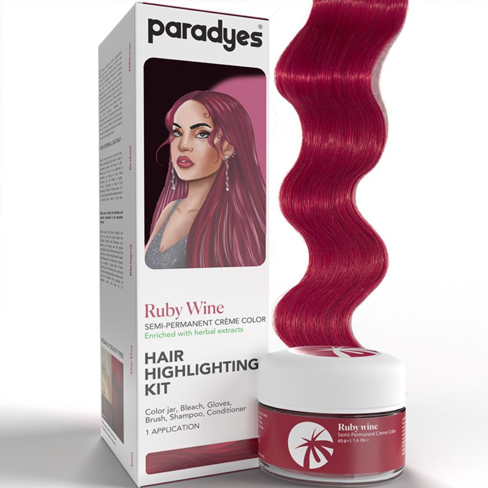 Paradyes Ammonia Free Semi-permanent Hair Color Highlighting Kit (Ruby ...