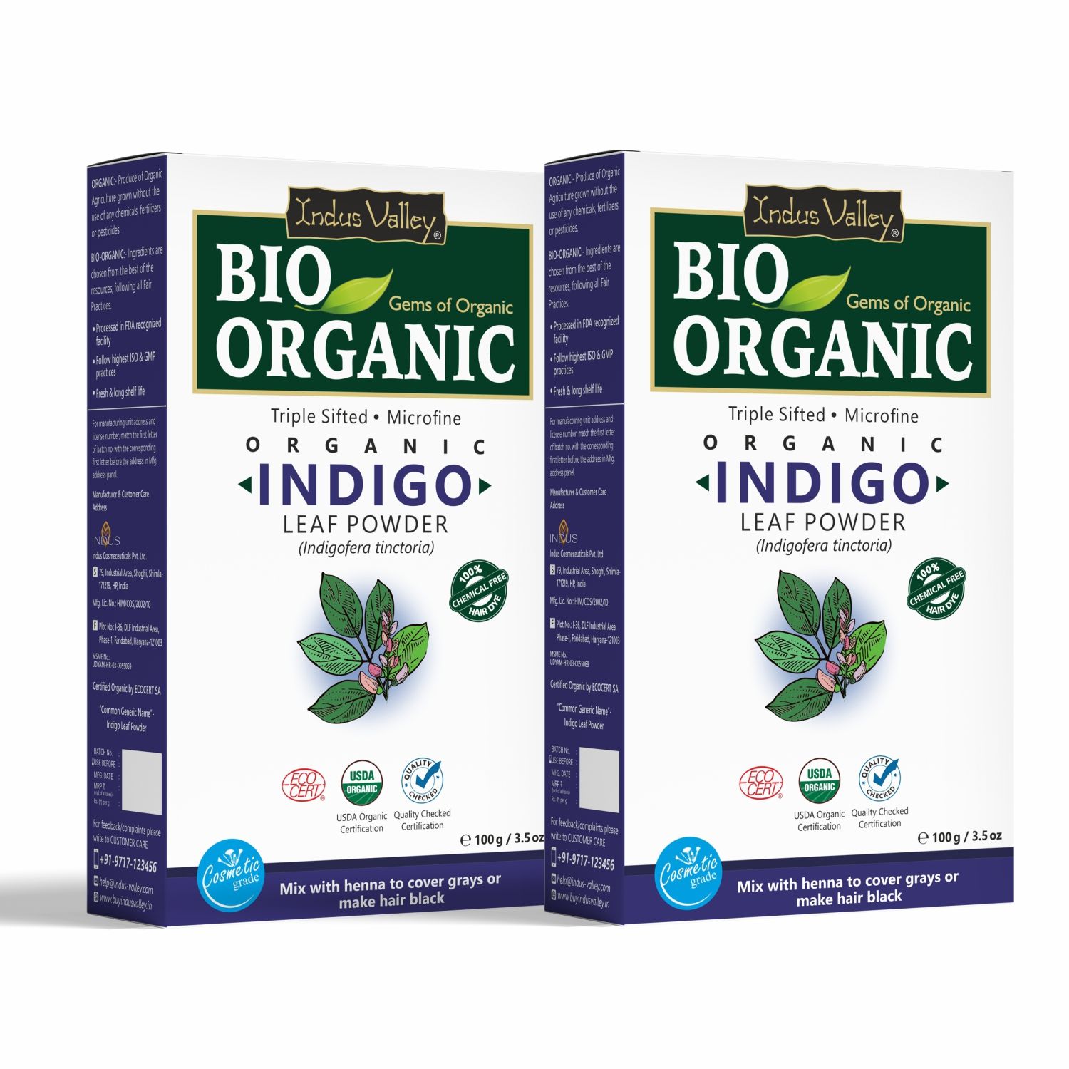 Indus Valley Natural Organic Indigo Powder for Hair Color & Hair Care ...
