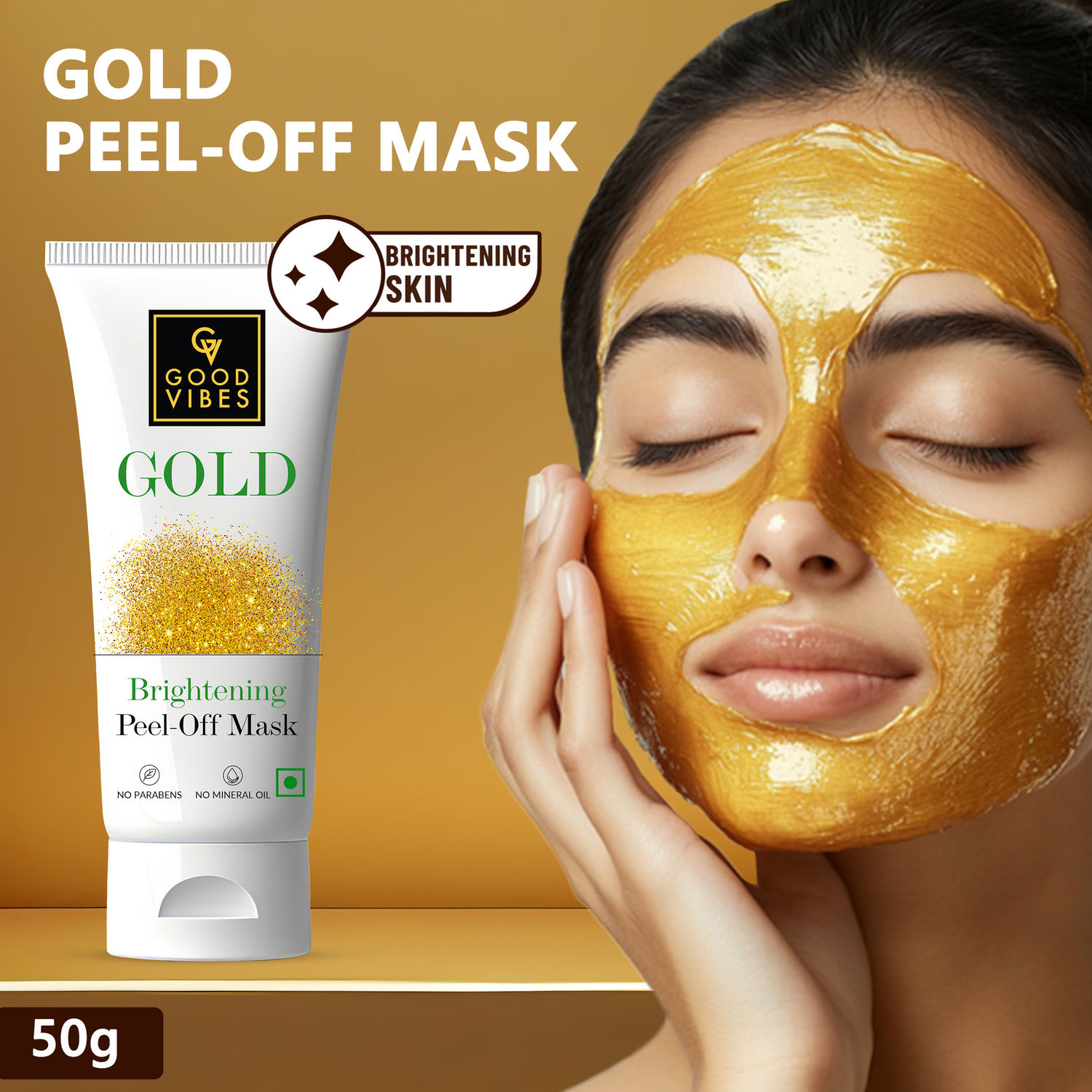 Good Vibes Gold Brightening Peel Off Mask | Anti-Bacterial, Removes ...
