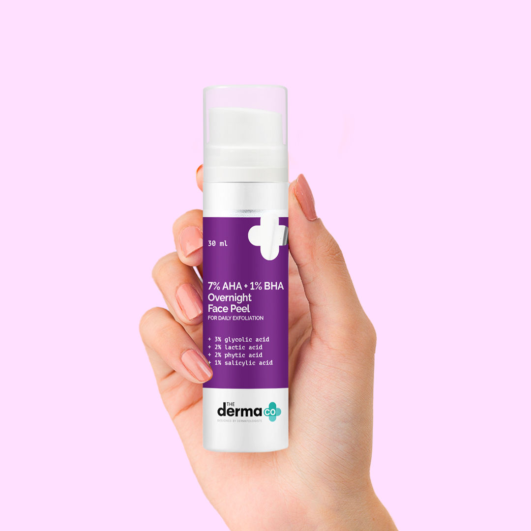 The Derma co 7% AHA + 1% BHA Overnight Face Peel With Glycolic, Lactic ...