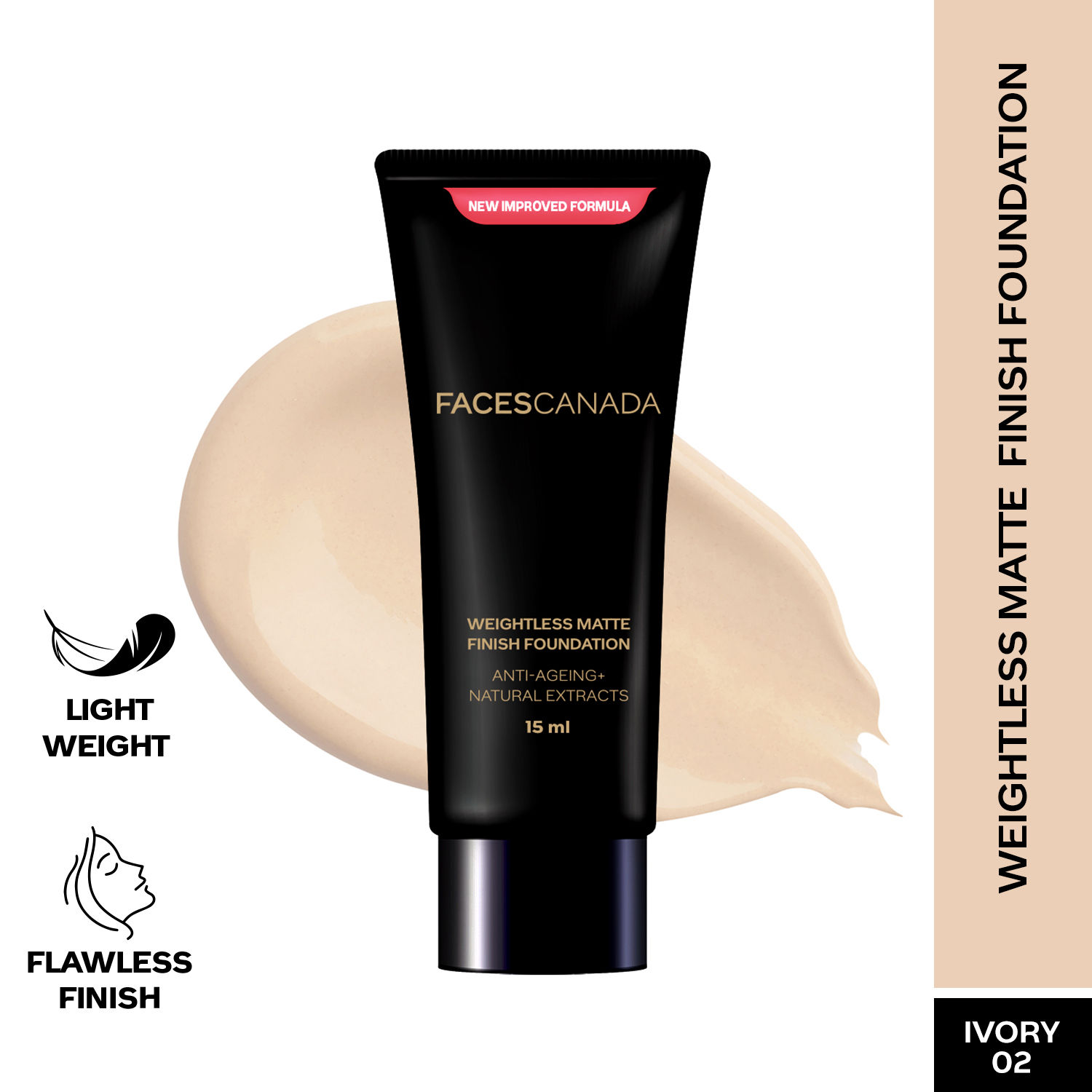 FACES CANADA Weightless Matte Finish Foundation Ivory 02 15ml I Anti ...