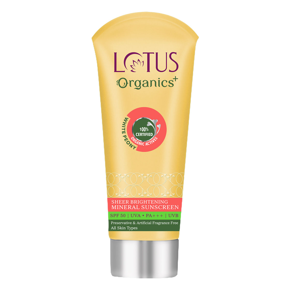 Buy Lotus Organics+ Brightening Face Sunscreen Cream, SPF 50 PA+++, For ...