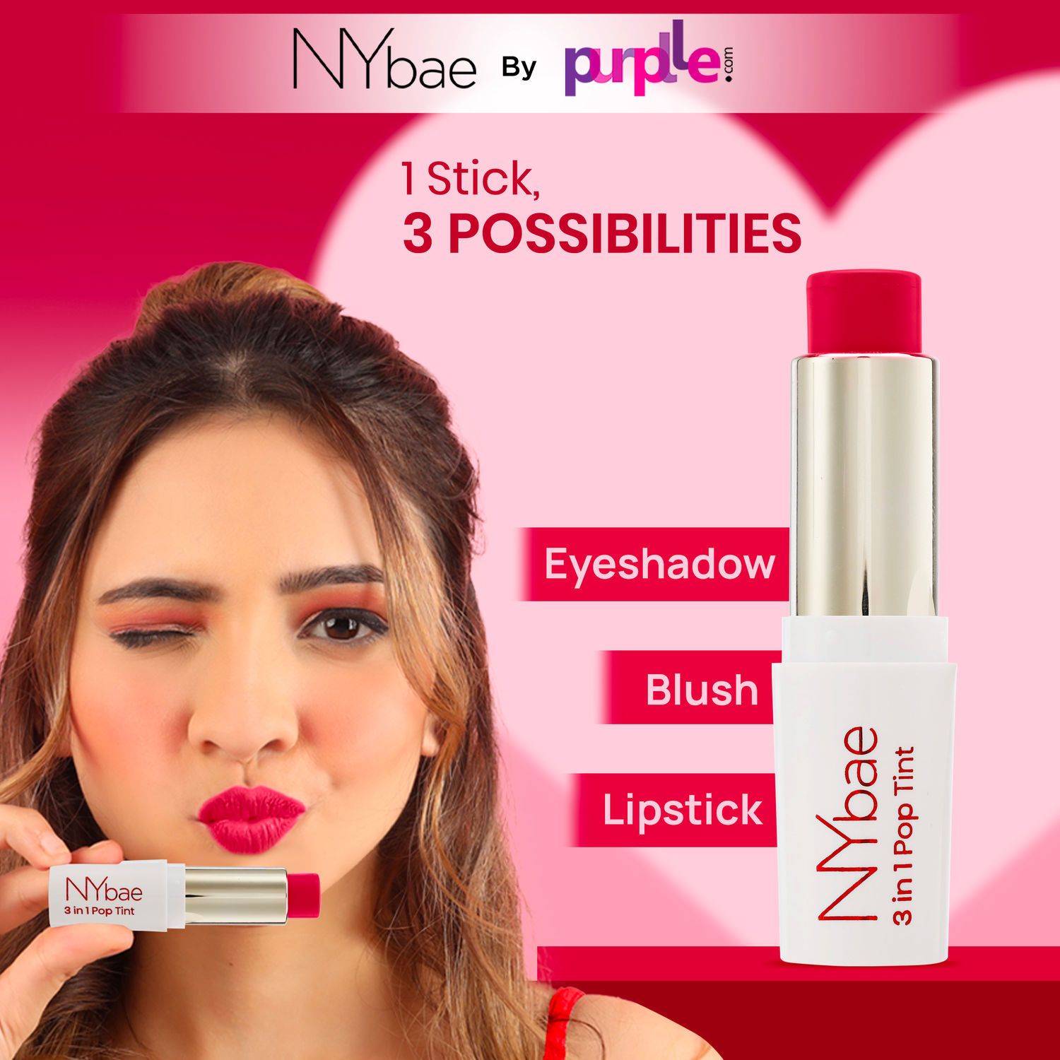 NYB 3 in 1 Pop Tint - Pink Punch 07