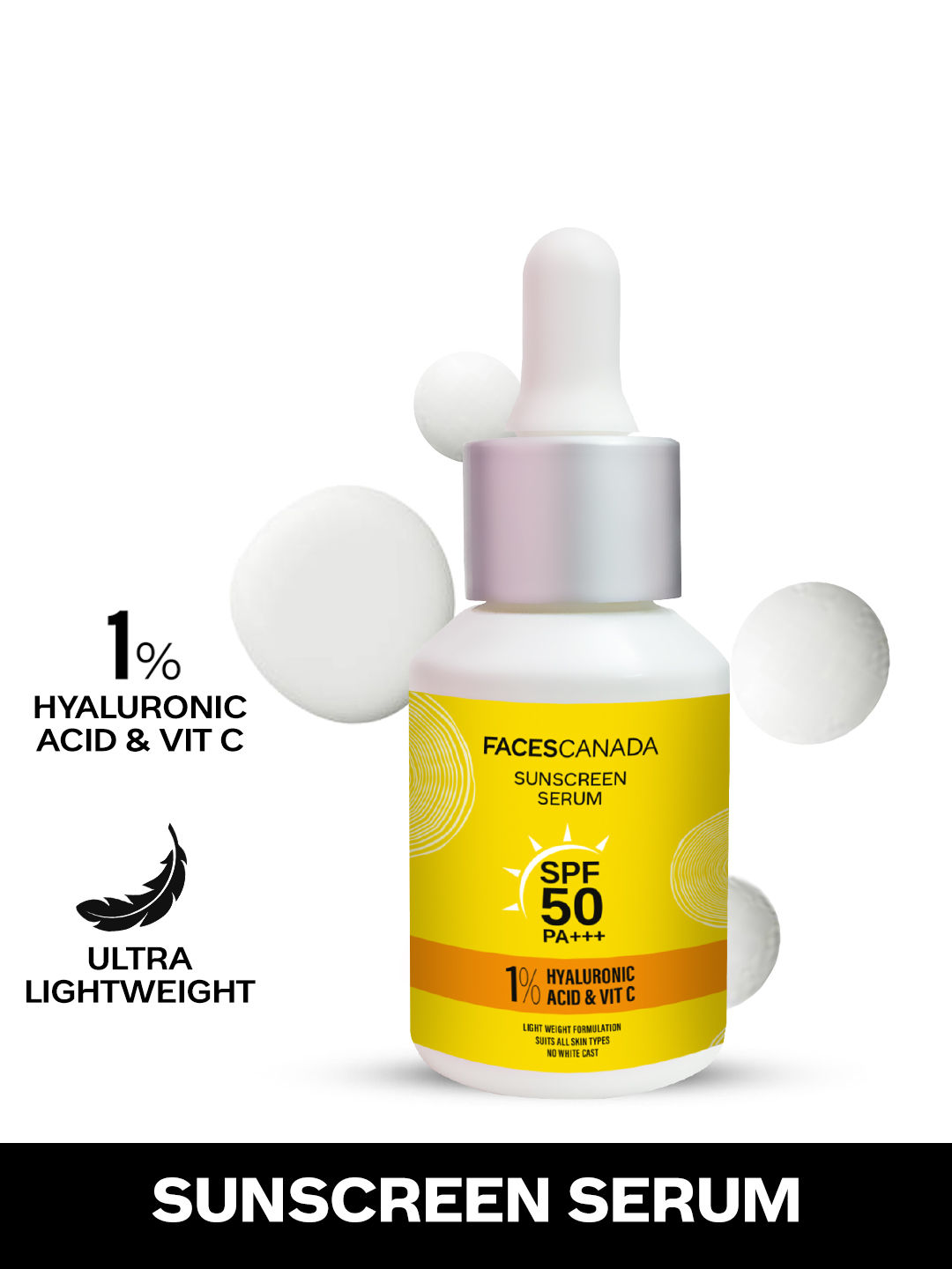 FACES CANADA Sunscreen Serum 30ml I 1% Hyaluronic Acid I Vitamin C I ...