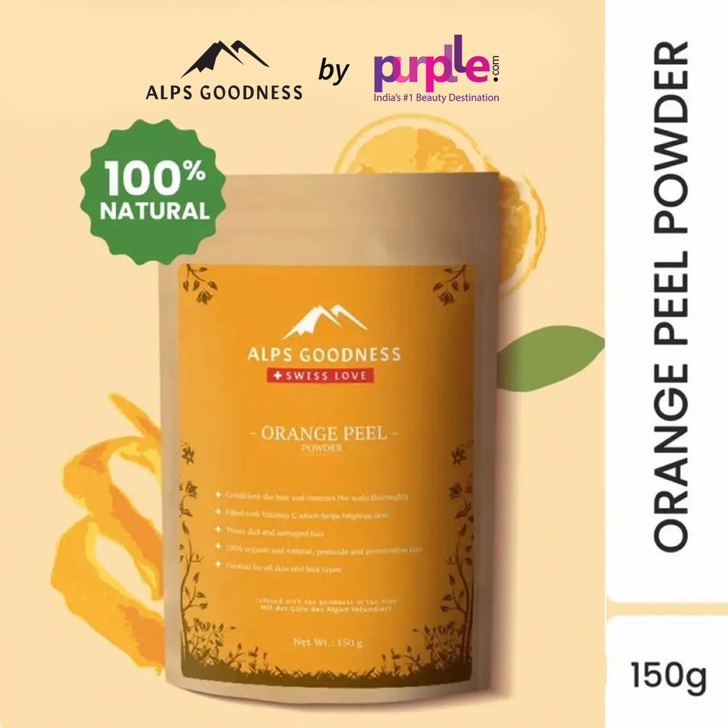 Buy Alps Goodness Powder - Orange Peel (150 gm) Online | Purplle