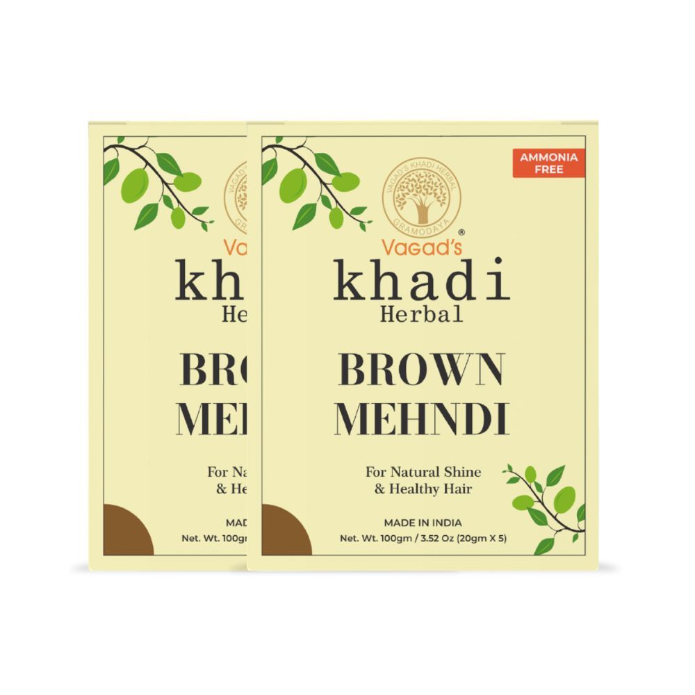 Vagad’s Khadi Brown Mehndi 100gm | Natural | Ammonia Free Henna (Pack of 2)